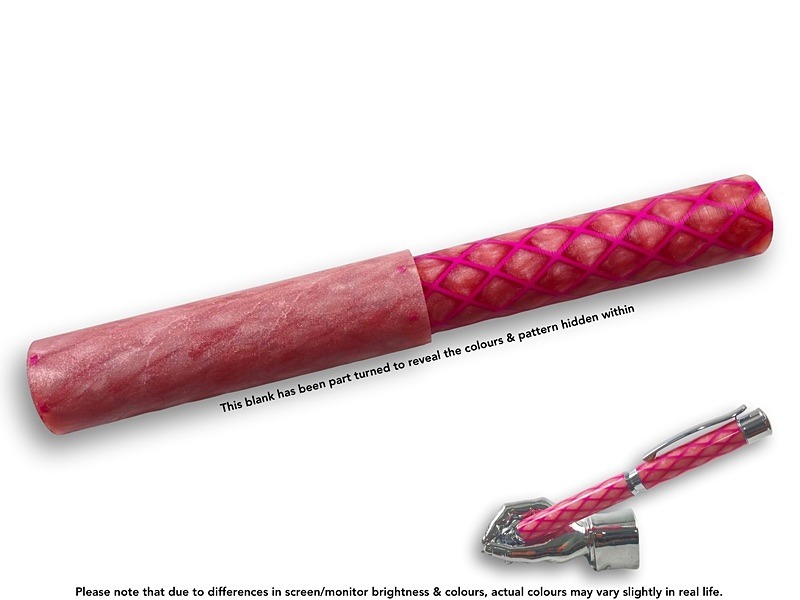 Pink/Peach Blossom 3D Printed Diamond Pattern Core Pen Blanks