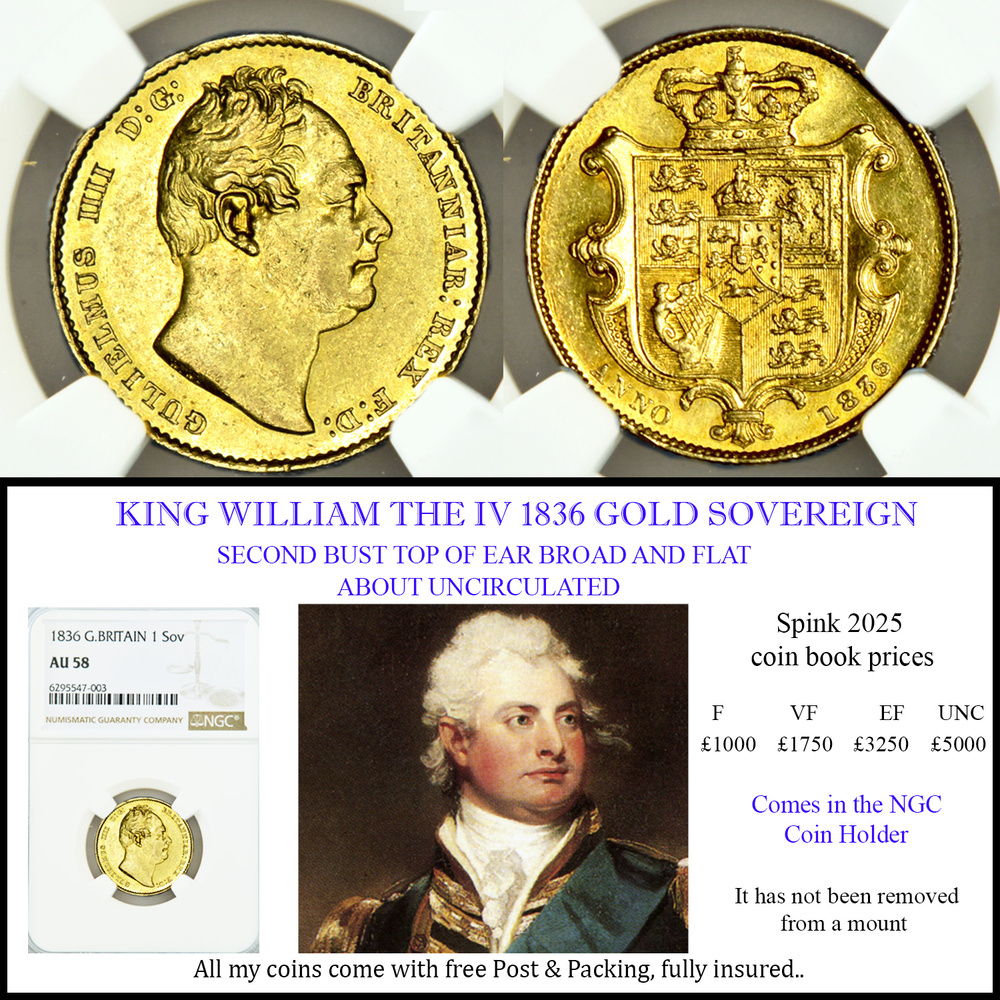 EXCELLENT KING WILLIAM THE IV 1836 GOLD SOVEREIGN
