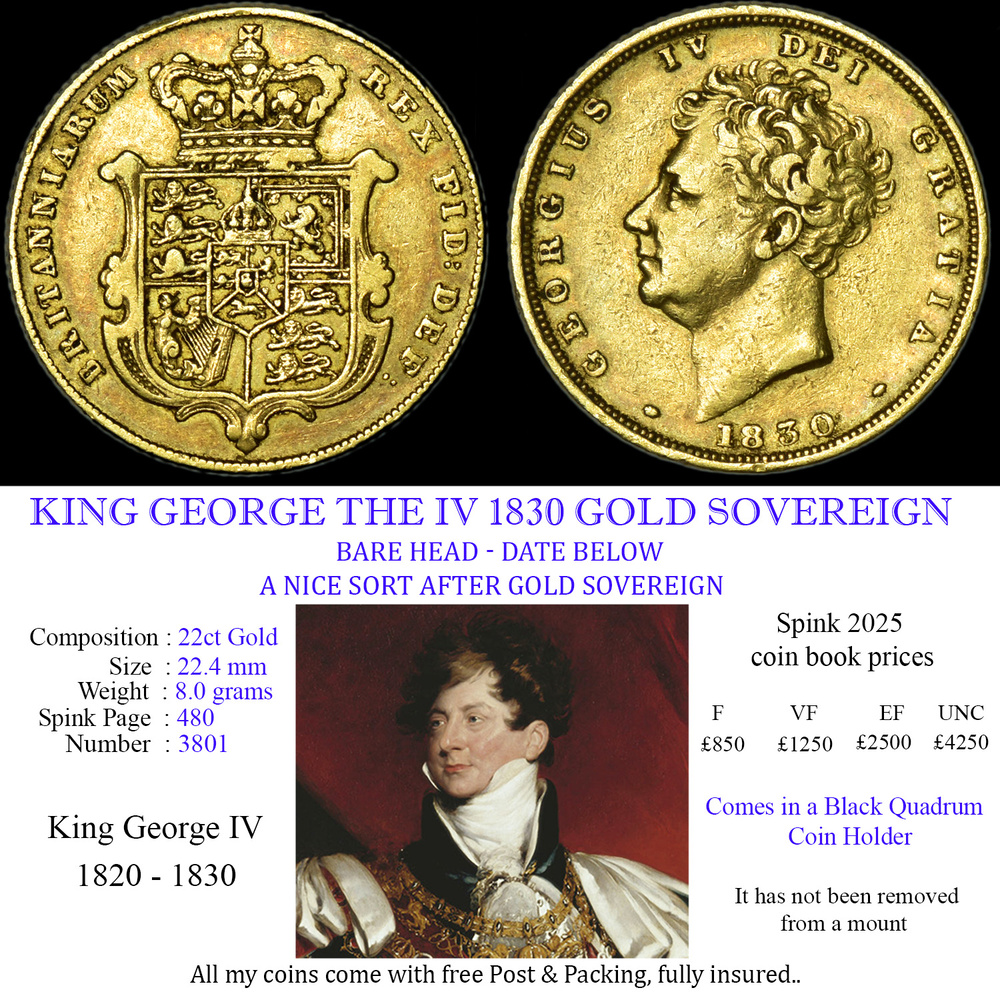 NICE KING GEORGE THE IV 1830 GOLD SOVEREIGN